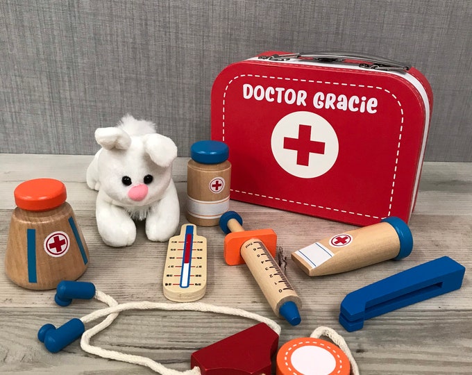 Personalised Veterinarians Kit Pet Doctor Kit Wooden Toys - Etsy