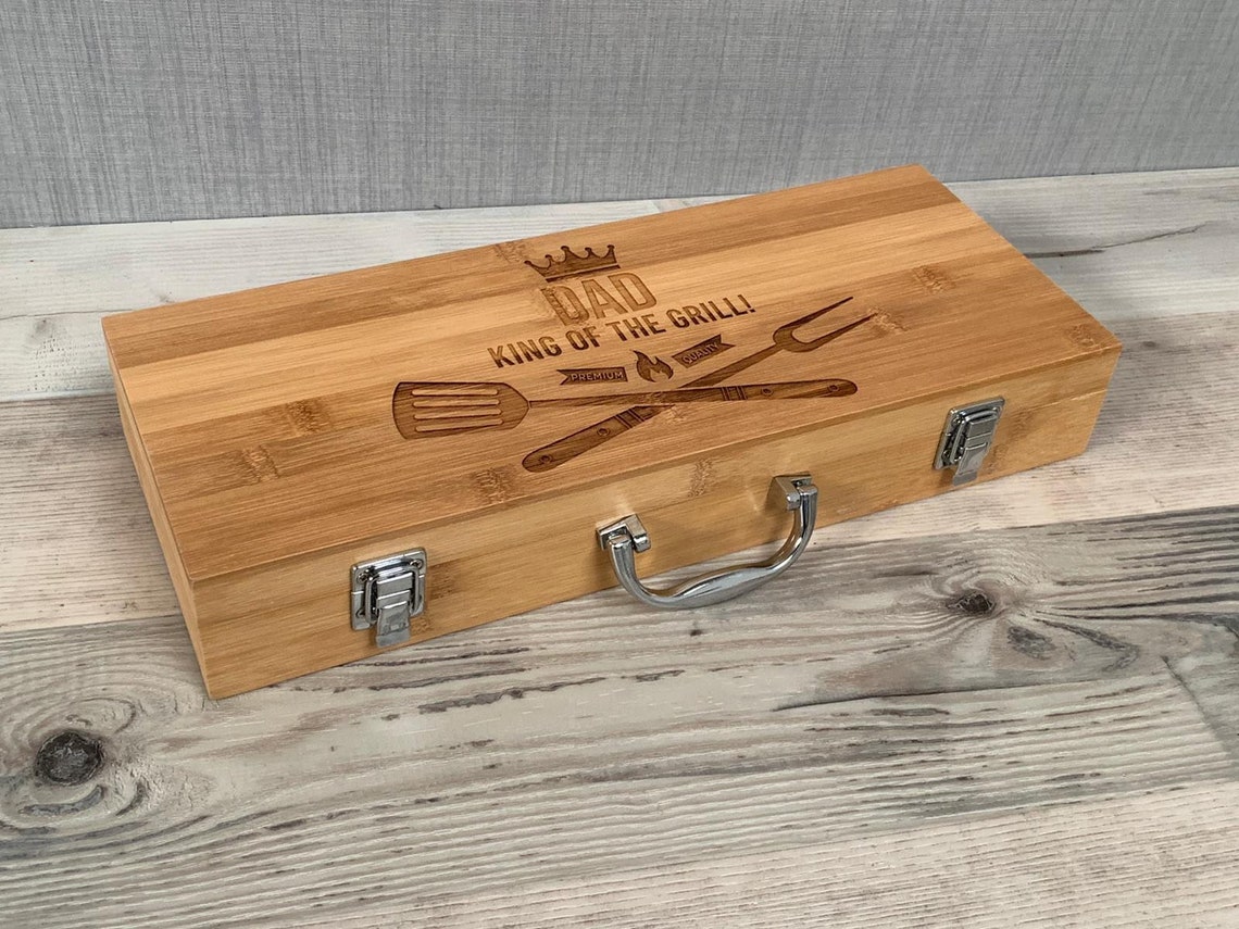 Personalised Wooden Barbecue Set Engraved Barbecue Tools - Etsy