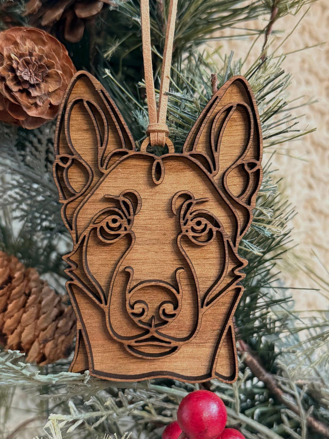 Malinois Line Art Keepsake Rustic Wood Ornament Belgian Shepard - Etsy