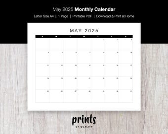 May 2025 Calendar Printable PDF Monthly May 2025 Calendar Plant Theme ...