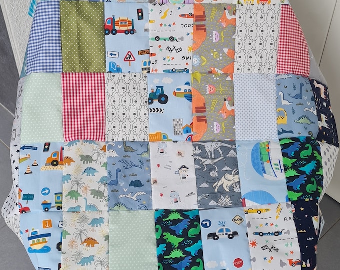 Krabbeldecke mit Namen, Babydecke, Krabbeldecke mit Namen Lotta Patchworkdecke, personalisiert ...