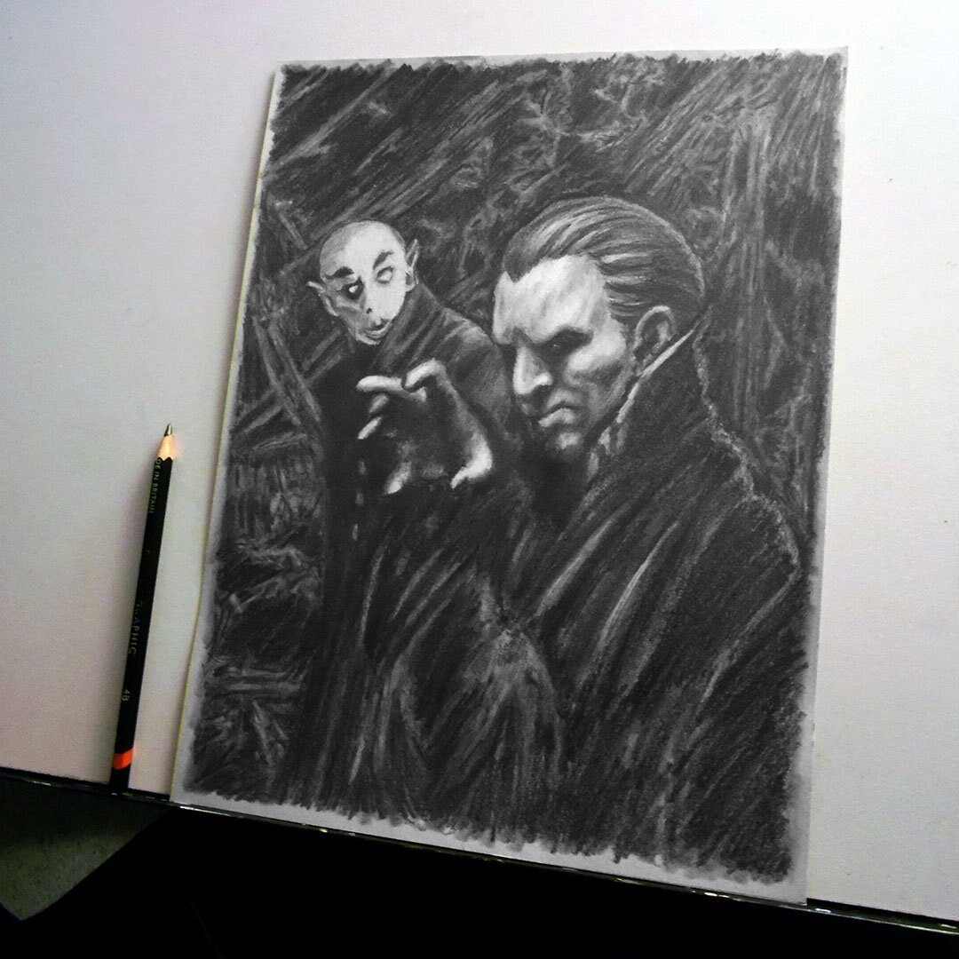 Nosferatu and Dracula - Original Drawing - Etsy