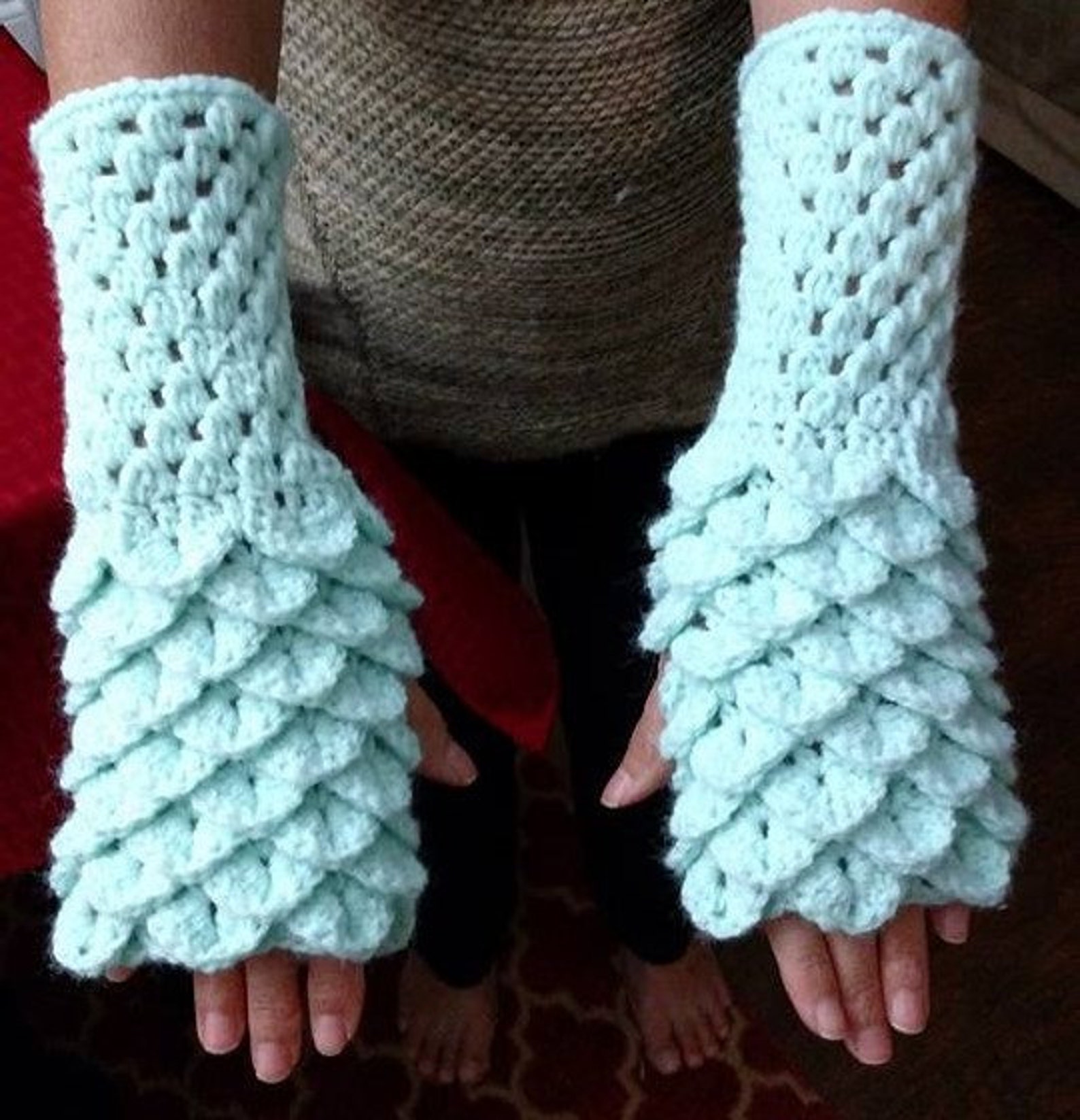 Crocheted Fingerless Dragon Scale Gloves - File Download Only - Etsy
