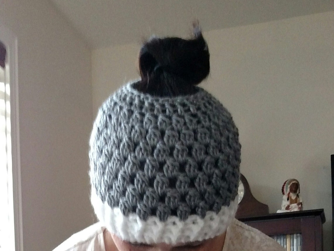 Crocheted Cluster Messy Bun Hat Pattern Immediate Download - Etsy