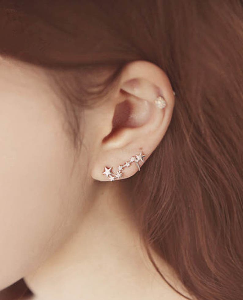 Sterling Silver Big Dipper Ear Climber Silver Constellation - Etsy Canada