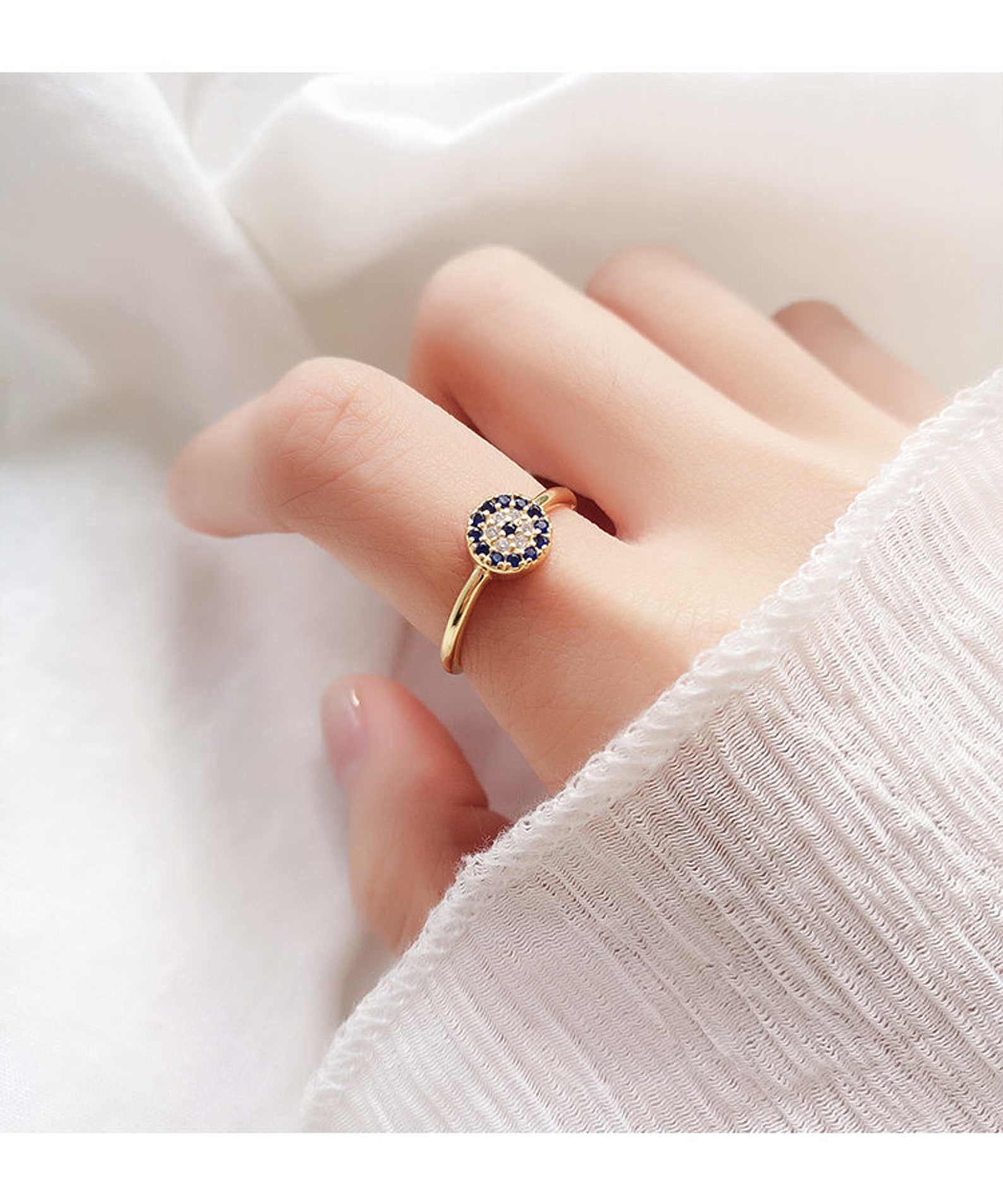 Sterling Silver Ring Round Royal Blue Ring Gift for Her Gold - Etsy