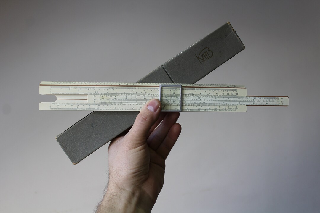 Logarithmic Scale.vintage Slide Rule With Case.mathematics Engineering ...