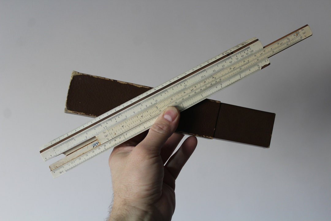 Logarithmic Scale.vintage Slide Rule With Case.mathematics Engineering ...
