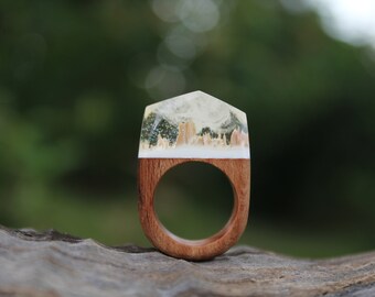 Wood Resin Ring - Etsy