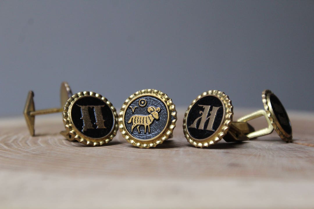 Set 5 Vintage Gold Metal Cufflinks, Wedding Cufflinks, Men's Christmas ...