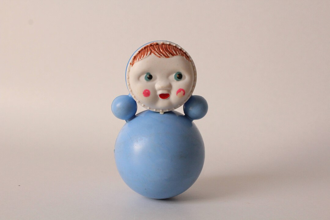Vintage Soviet Roly-poly Doll,nevaliashka,blue Doll Toy,weeble Wobble ...