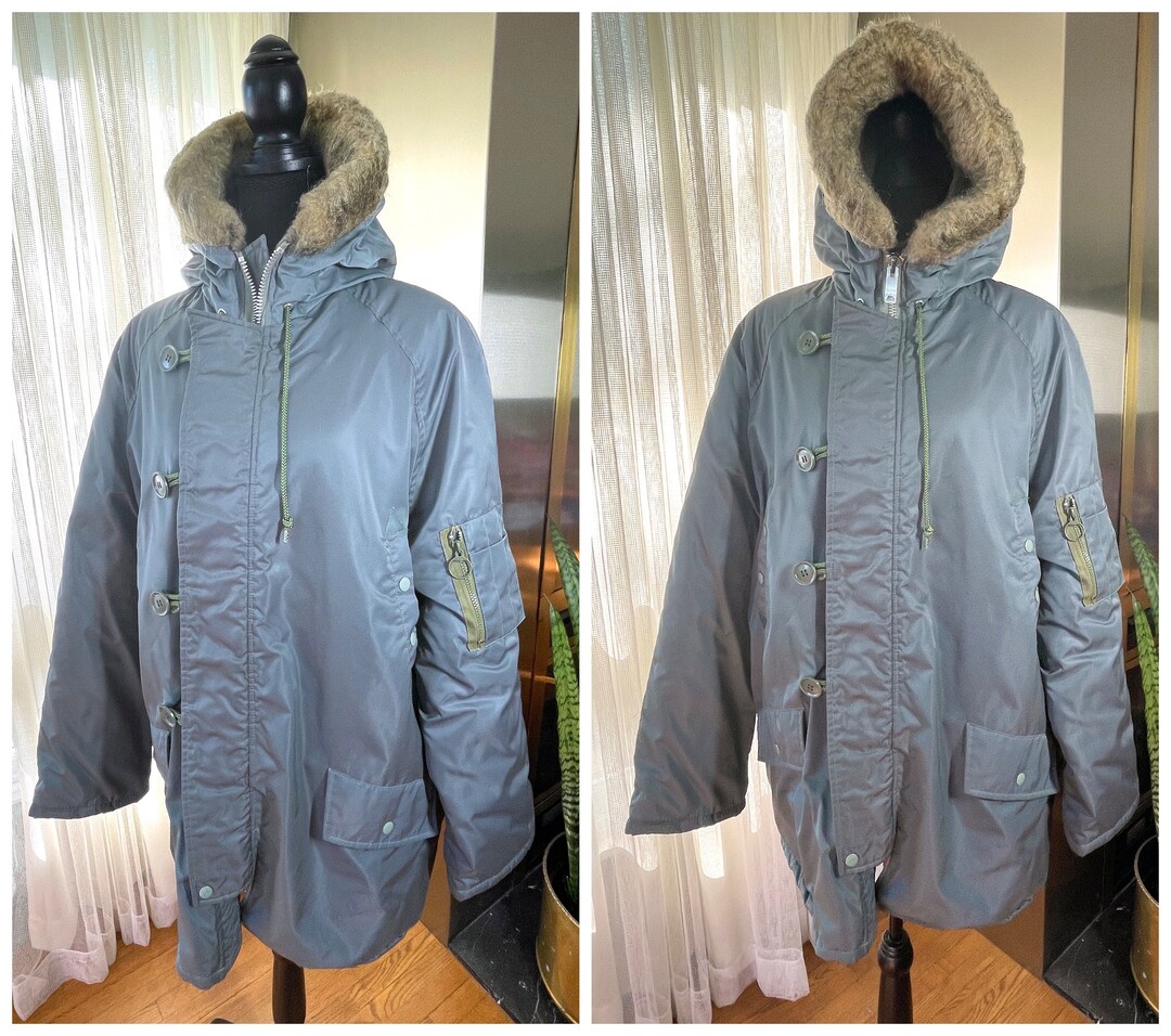 Vintage 70s Sears Men's Parka, Grey Hooded Sportswear Winter Jacket, XL Winter Jacket, Sears ...