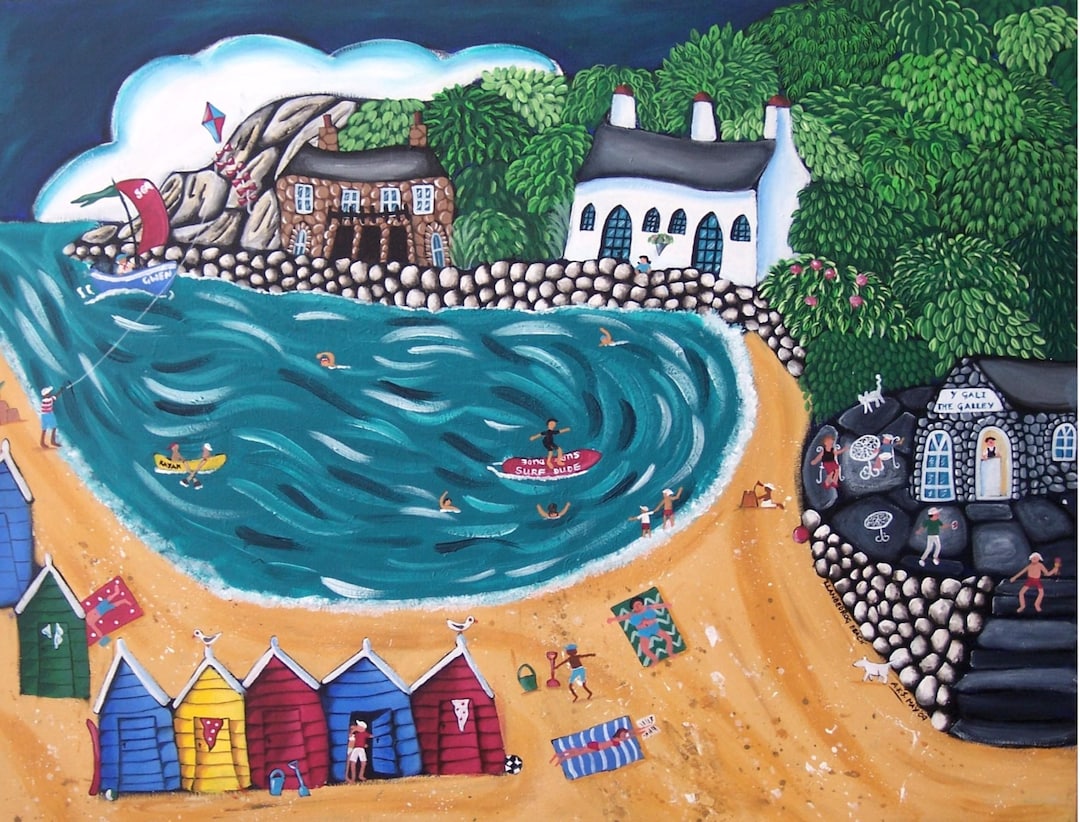 Llanbedrog Beach Welsh Painting Water Colour Print North Wales Print