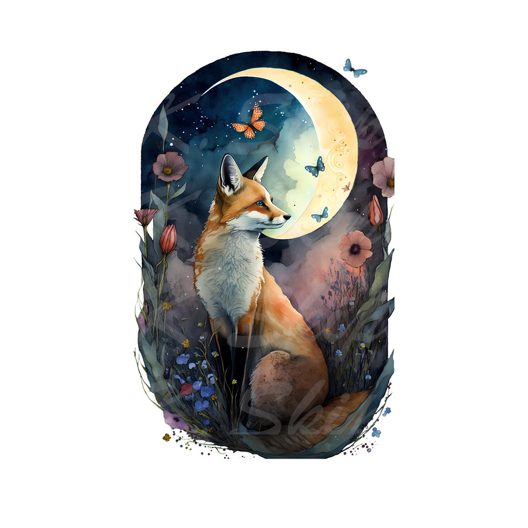 Moon Fox Art Print, Fox and the Moon Poster, Fox Art Print, Moon Art ...