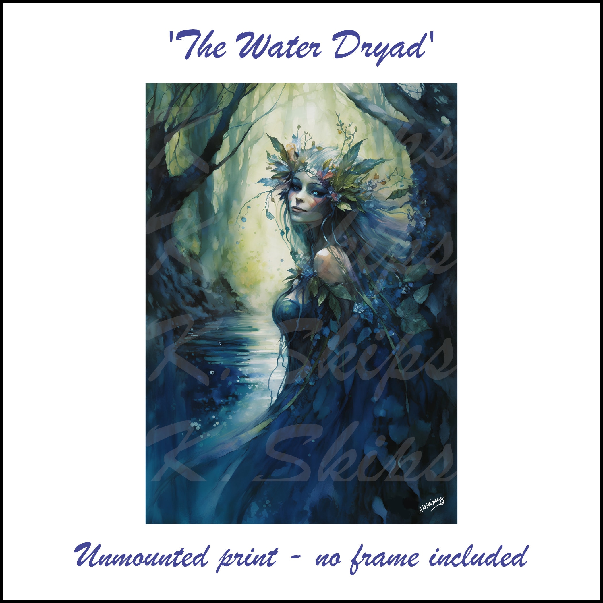 Water Nymph Art Print Water Dryad Art Siren Art Work Nature - Etsy