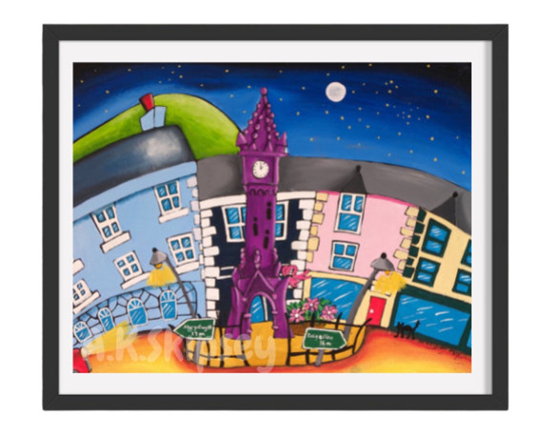 Machynlleth Print Colourful Happy Art Poster Print Canvas - Etsy UK