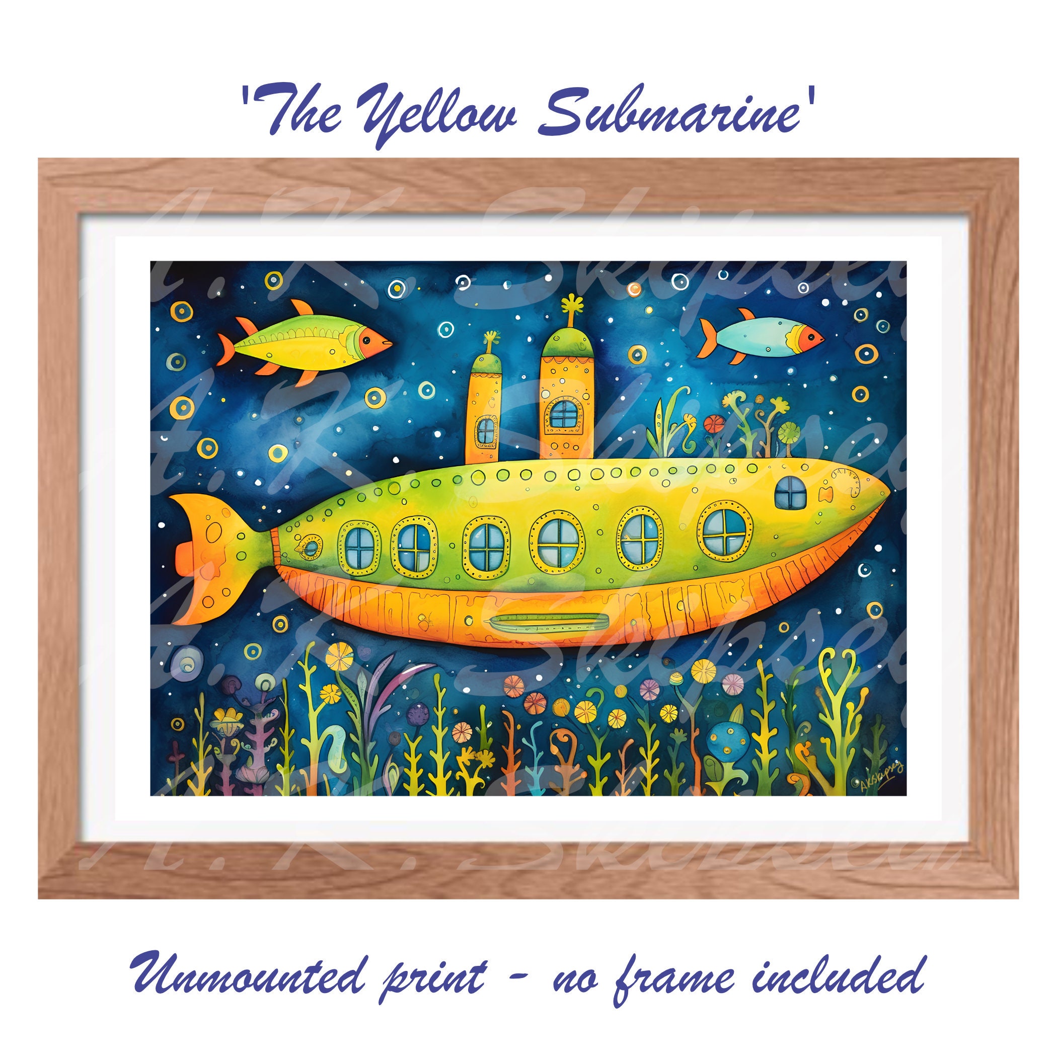 The Yellow Submarine Art Print Submarine Print Colourful Art - Etsy