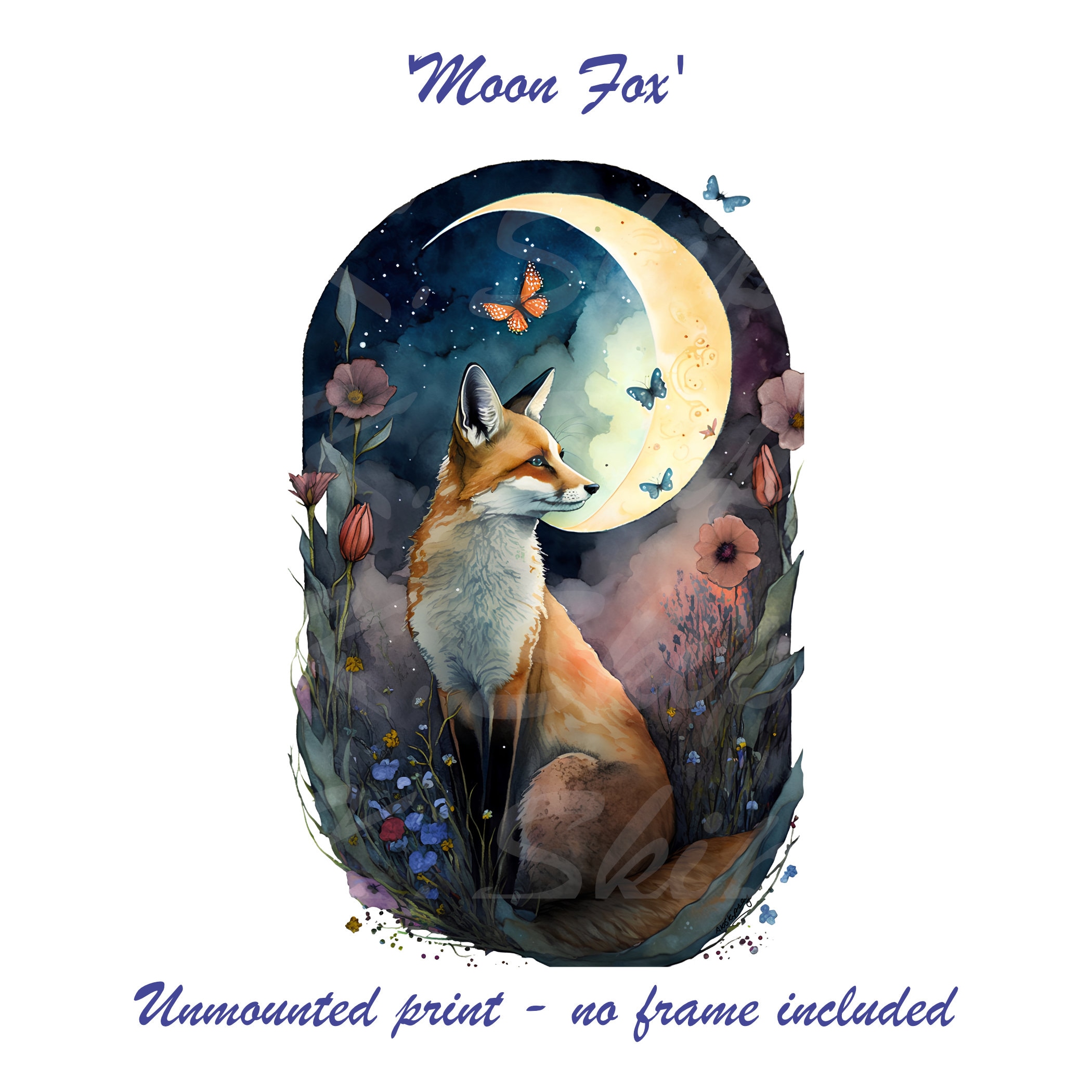 Moon Fox Art Print, Fox and the Moon Poster, Fox Art Print, Moon Art ...