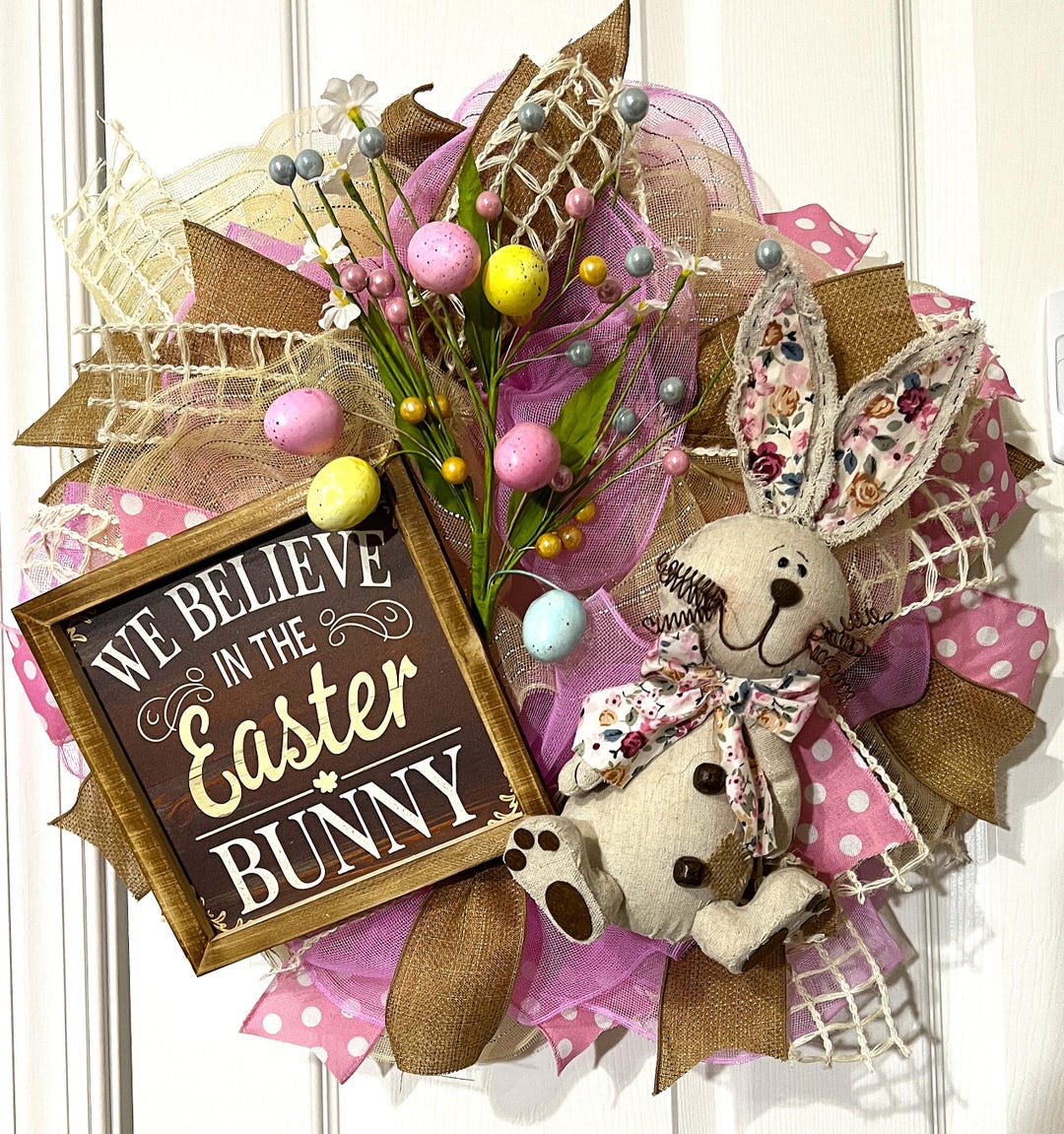 Easter Wreath, Happy Easter, Easter Eggs, Easter Door Decoration ...
