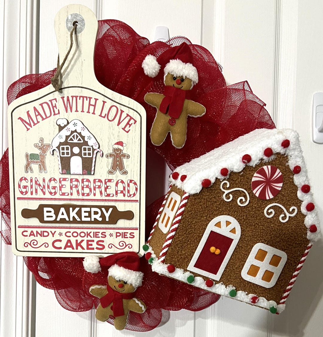 Gingerbread House Wreath, Christmas Wreath, Gingerbread Wreath, Deco ...