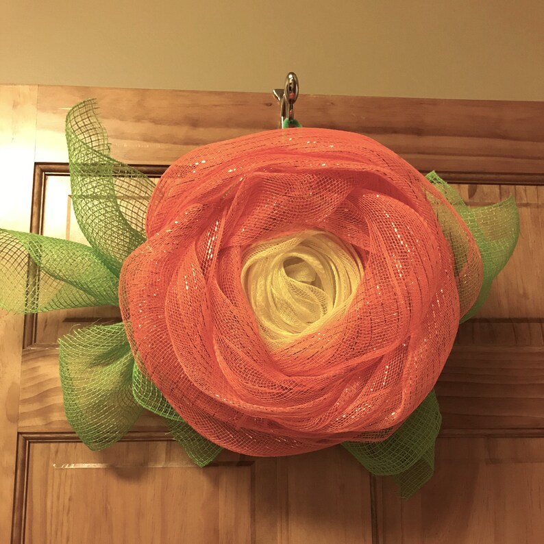 Rose Wreath Deco Mesh Rose Wreath Deco Mesh Flower Wreath | Etsy