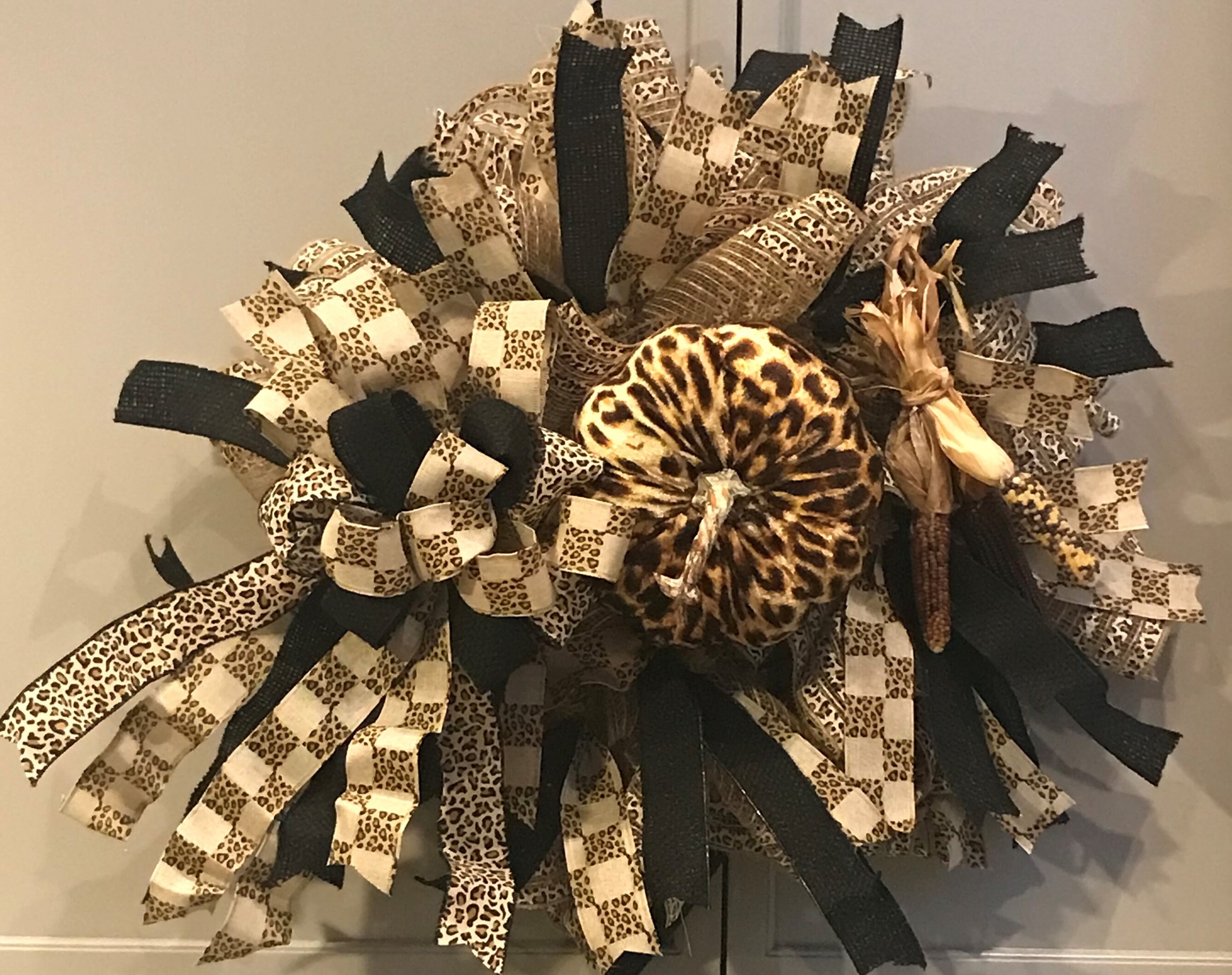 Fall Leopard Wreath Pumpkin Wreath Deco Mesh Wreath Autumn | Etsy