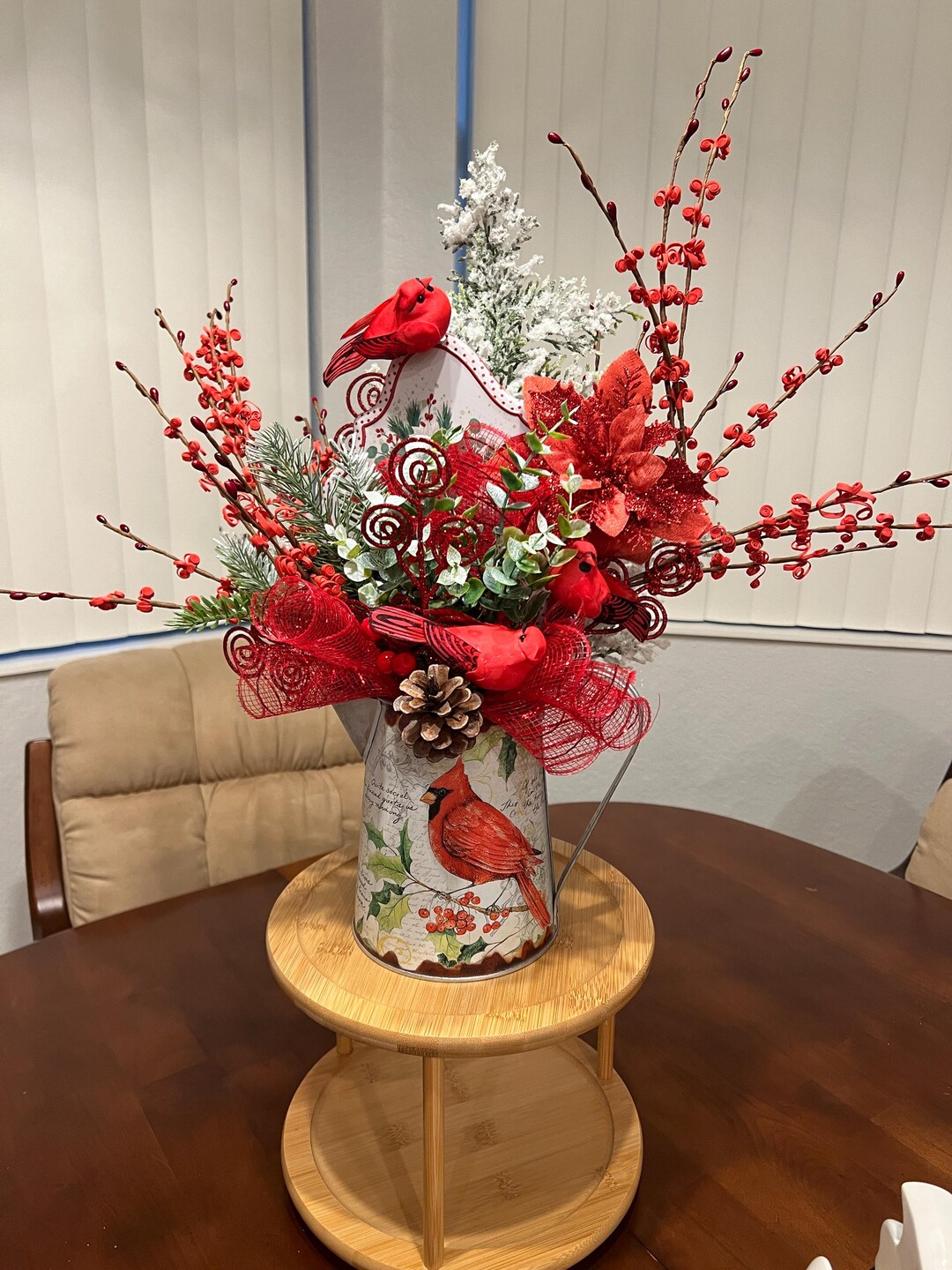 Winter Centerpiece With Cardinal, Tabletop Decoration, Winter Decor ...