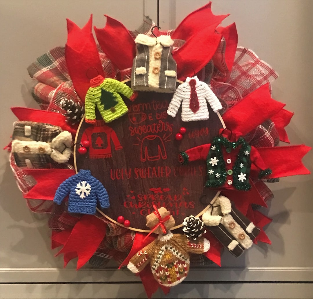 Ugly Sweater Wreath, Christmas Sweater Wreath, Whimsical, Christmas ...