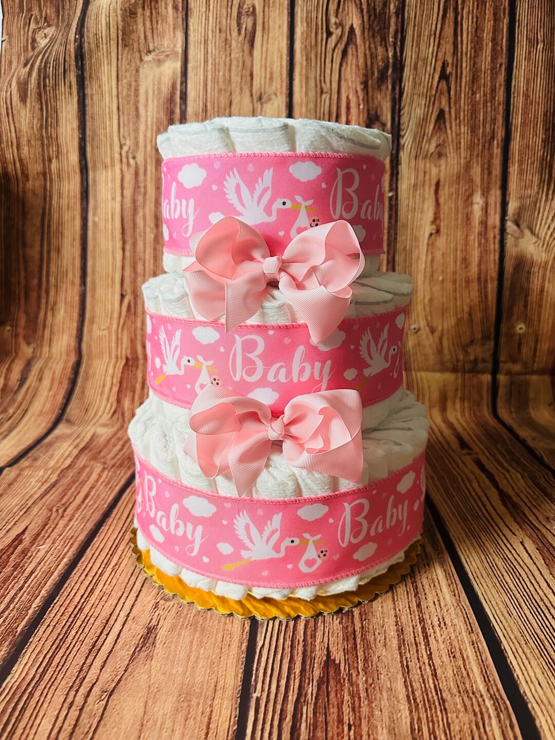 Storch Windeltorte Baby Shower Geschenk Rosa Windeltorte für ein ...
