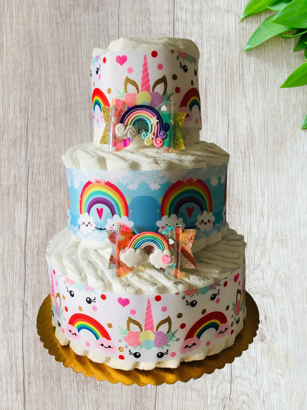 Unicorns and Rainbow Diaper Cake Baby Shower Gift - Etsy