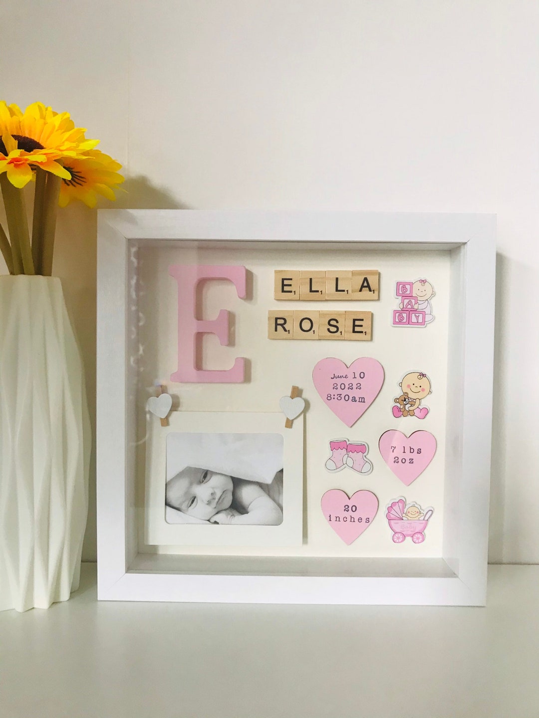 Personalized Birth Announcement Frame | Gift for Newborn Baby | Birth ...