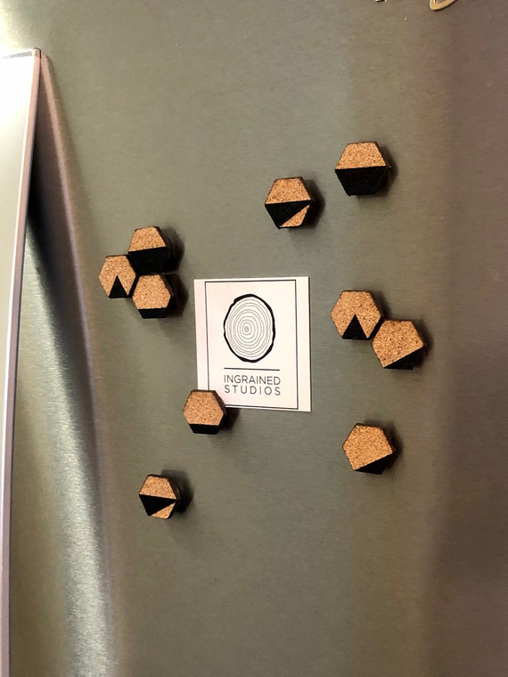 Hexagon Cork Magnets with Geometric Patterns | Etsy