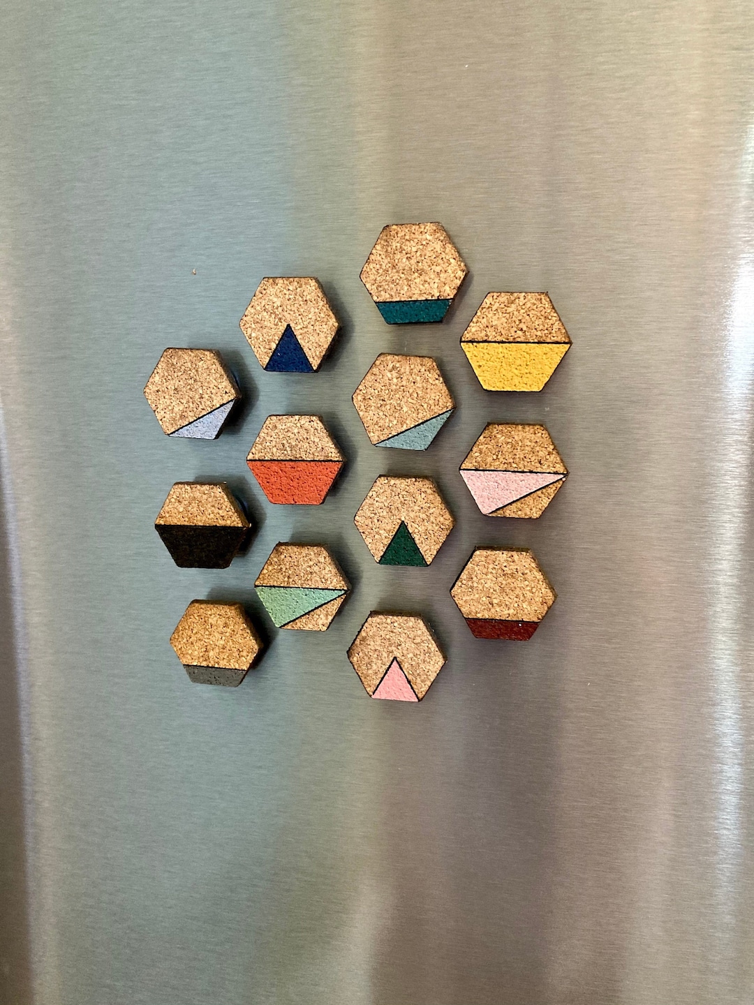 Hexagon Cork Magnets With Geometric Patterns - Etsy