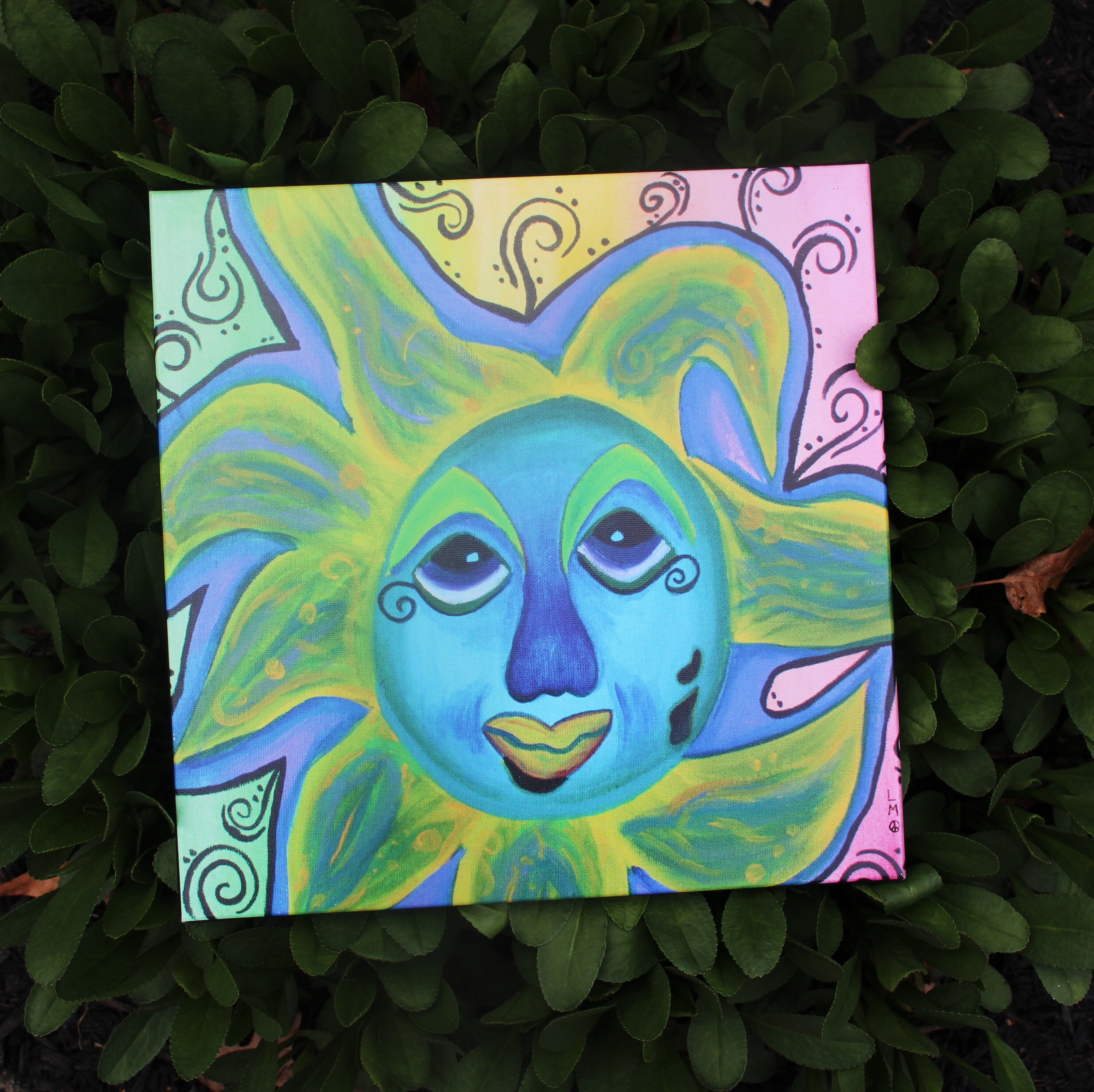 Sun Face Painting Canvas Print Good Vibes House and Wall | Etsy