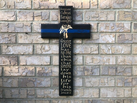 Wall Hangings Home Décor back the blue wooden cross-wooden cross-police ...