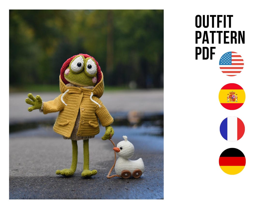 Crochet Autumn Raincoat Outfit for Froggy, PDF ENGLISH SPANISH French ...