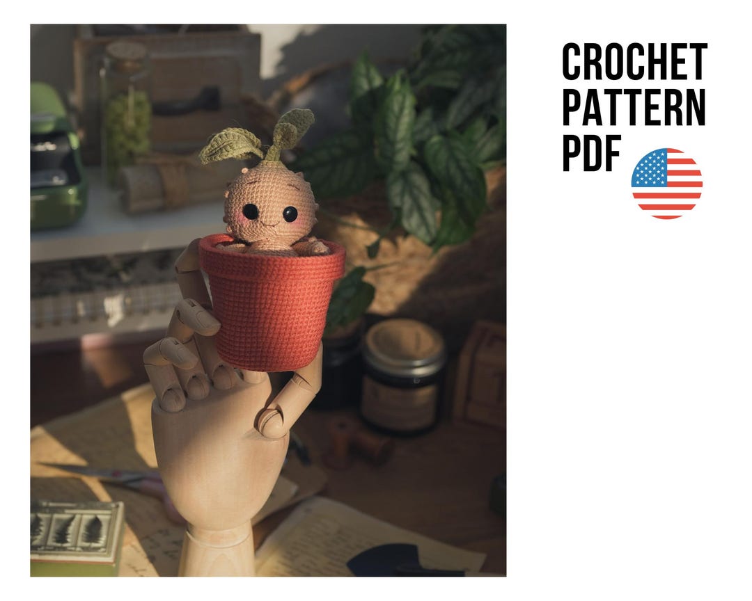 Little Root Sprouts Cute Amigurumi Crochet Plant in a Pot Toy Doll PDF ...