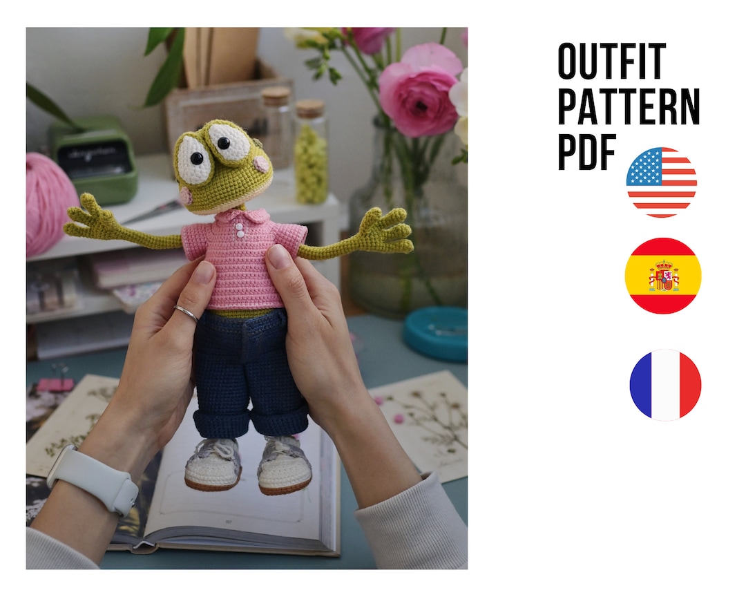 Crochet Summer Jeans and Polo Shirt Outfit for Froggy, PDF ENGLISH ...