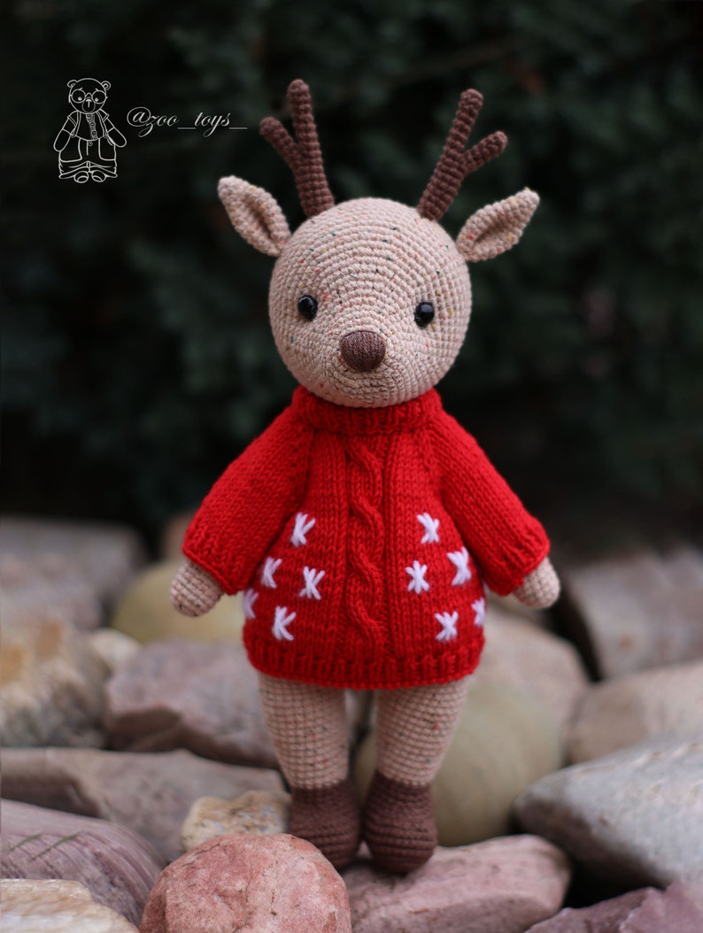 Crochet Pattern Christmas Deer. Sweater Knitting Pattern. Amigurumi ...