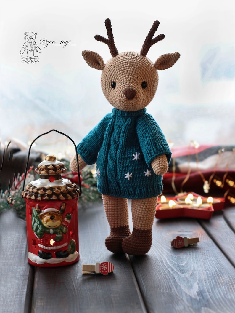 Crochet Pattern Christmas Deer. Sweater Knitting Pattern. - Etsy
