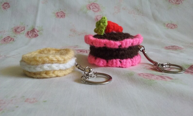 Keychain Combo! Crochet Keychain Mini Cake and Shortbread Cookie ...