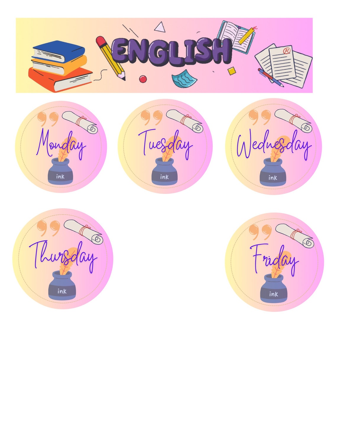 Canvas Banner and Buttons English - Etsy