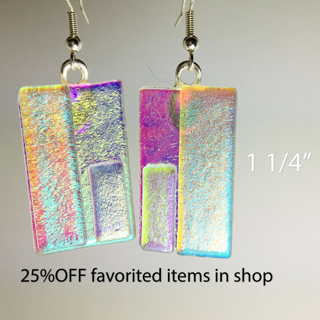 Mosaic, Handmade Dichroic Glass Earrings, Glass Earrings, Made With ...