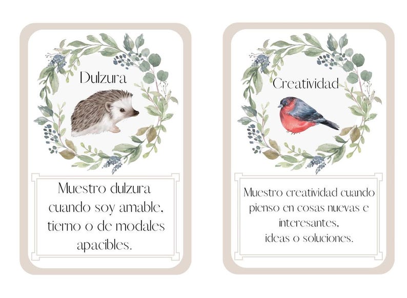 Spanish Core Values & Character Traits Cards - Watercolor, Nature ...