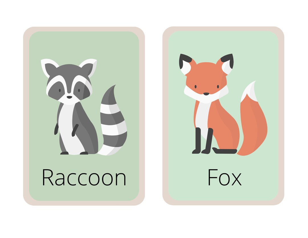 Woodland Animal Cards - Nursery, Baby Shower, Homeschool Decor DIGITAL ...
