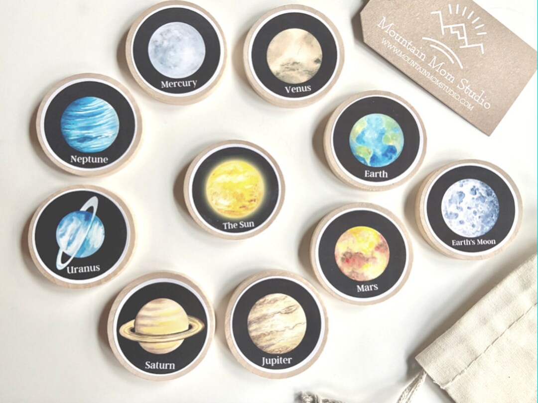 Wooden Solar System Tokens/coins + Magnets for Learning Science ...