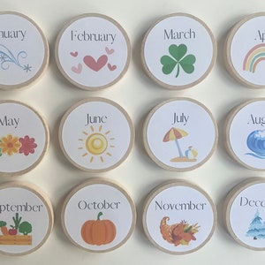 Months of the Year Wooden Learning Tokens + Magnets - Set of 12 ...