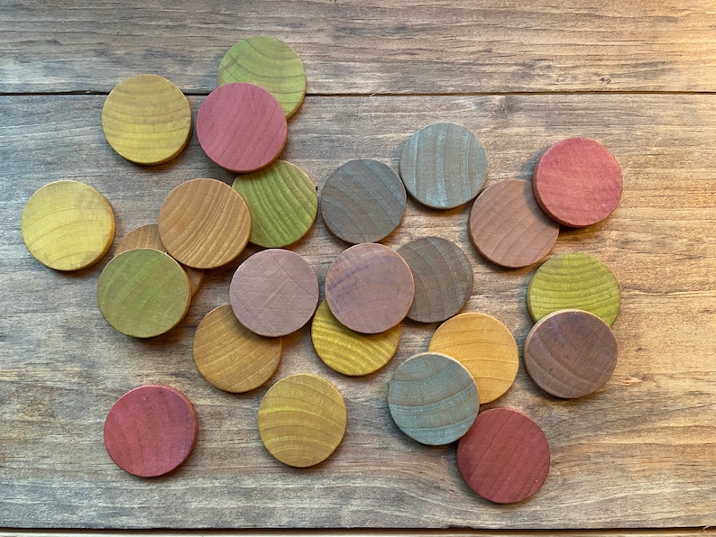 Rainbow Wooden Counting Tokens - Math Manipulative - Counting Coins ...