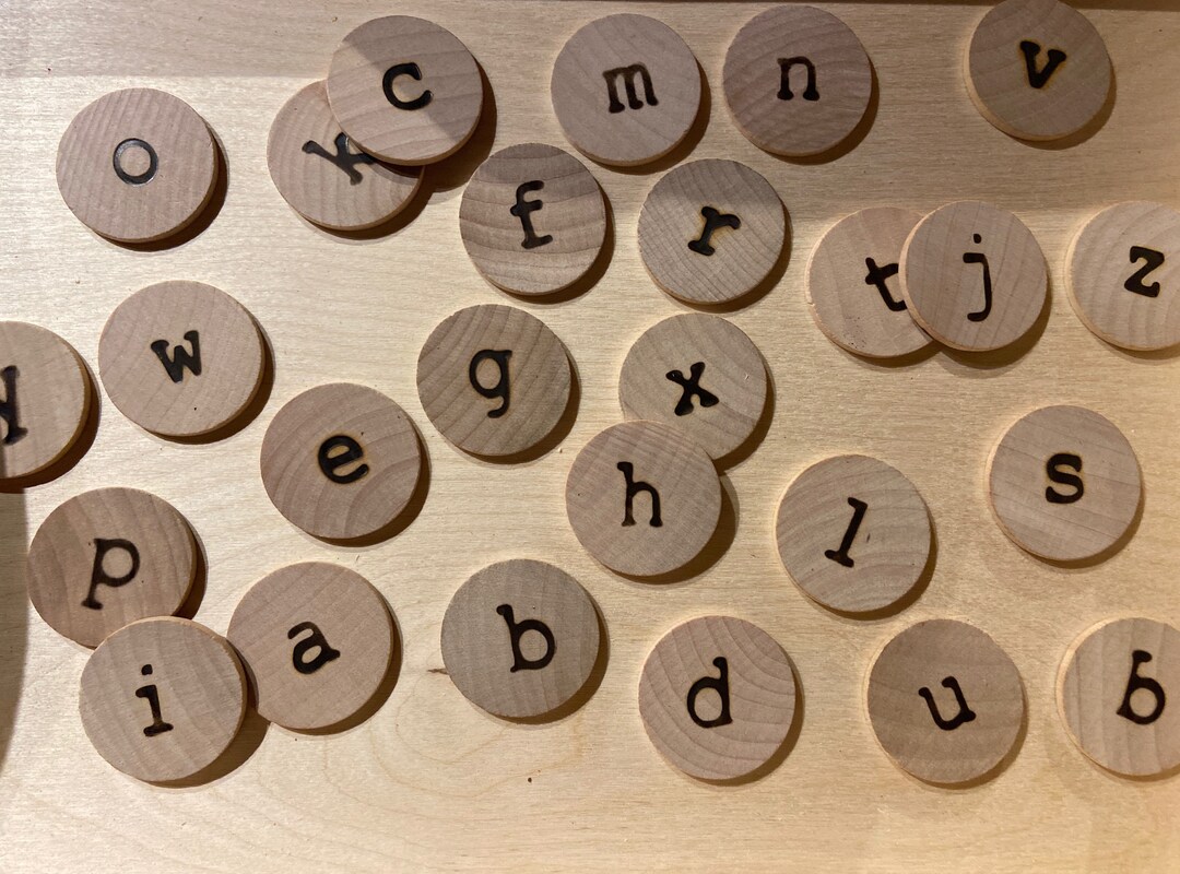 Wooden Alphabet Letter Tiles - Lowercase, Uppercase / Capitals - Round ...