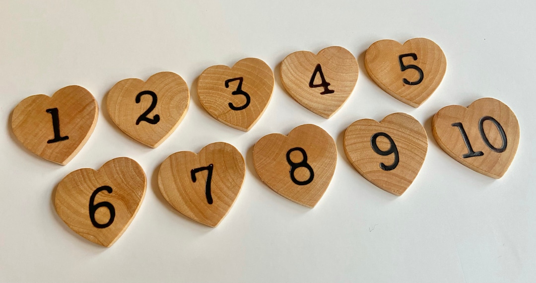 Wooden Counting Hearts 1-10 - Learn to Count Coins - Number Recognition ...
